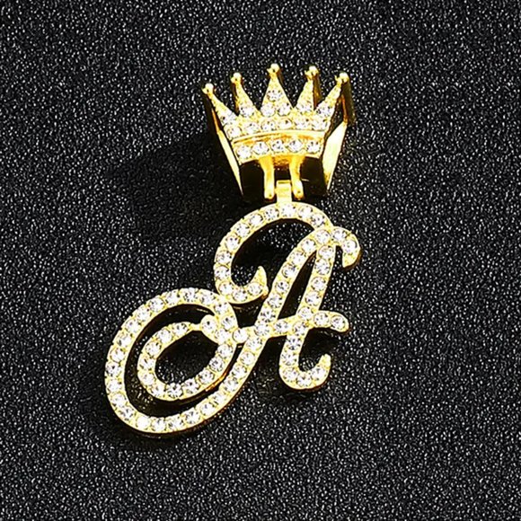 Fashion Jewelry | Jewelry | Iced Out Initial Hip Hop Cursive Bling ...